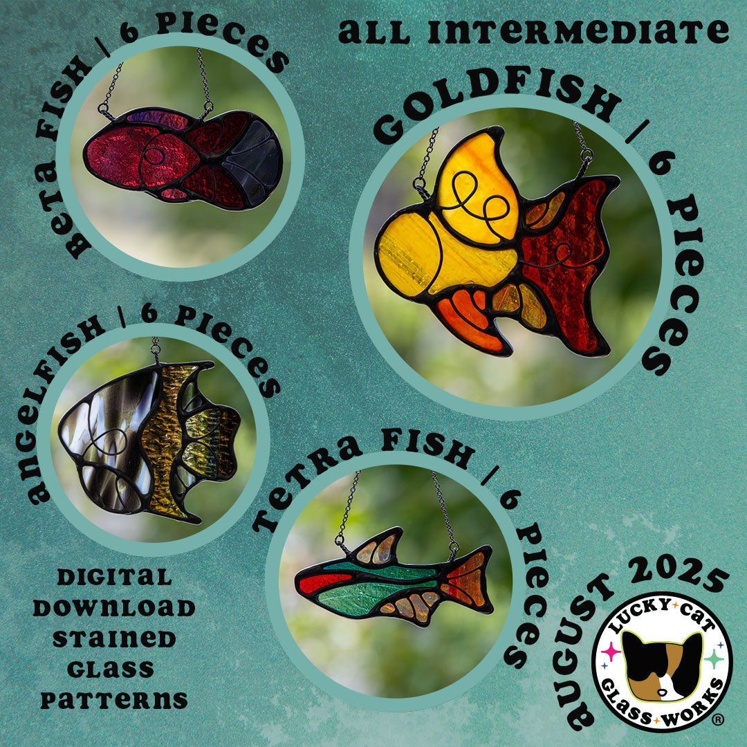 Fin-tastic Suncatchers | August 2025 Stained Glass Patterns – Lucky Cat ...